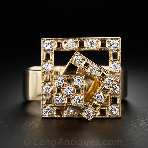 Geometric Diamond Spinner Ring