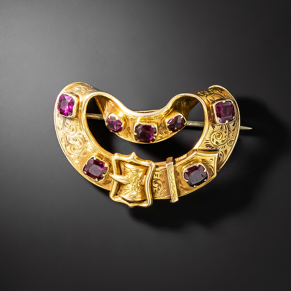 Georgian Garnet Garter Pin - Antique & Vintage Jewelry