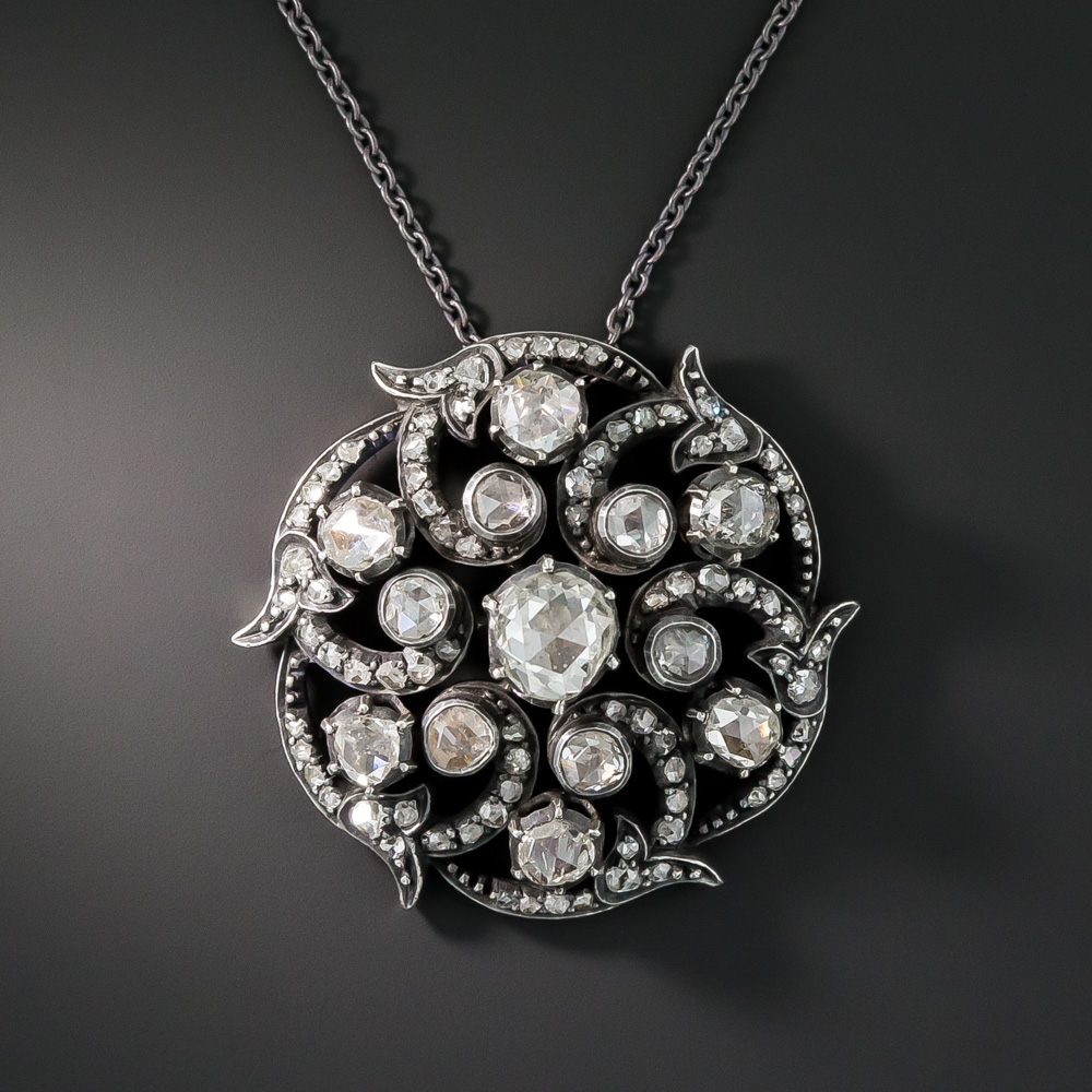 Georgian Rose-Cut Diamond Pinwheel Pendant