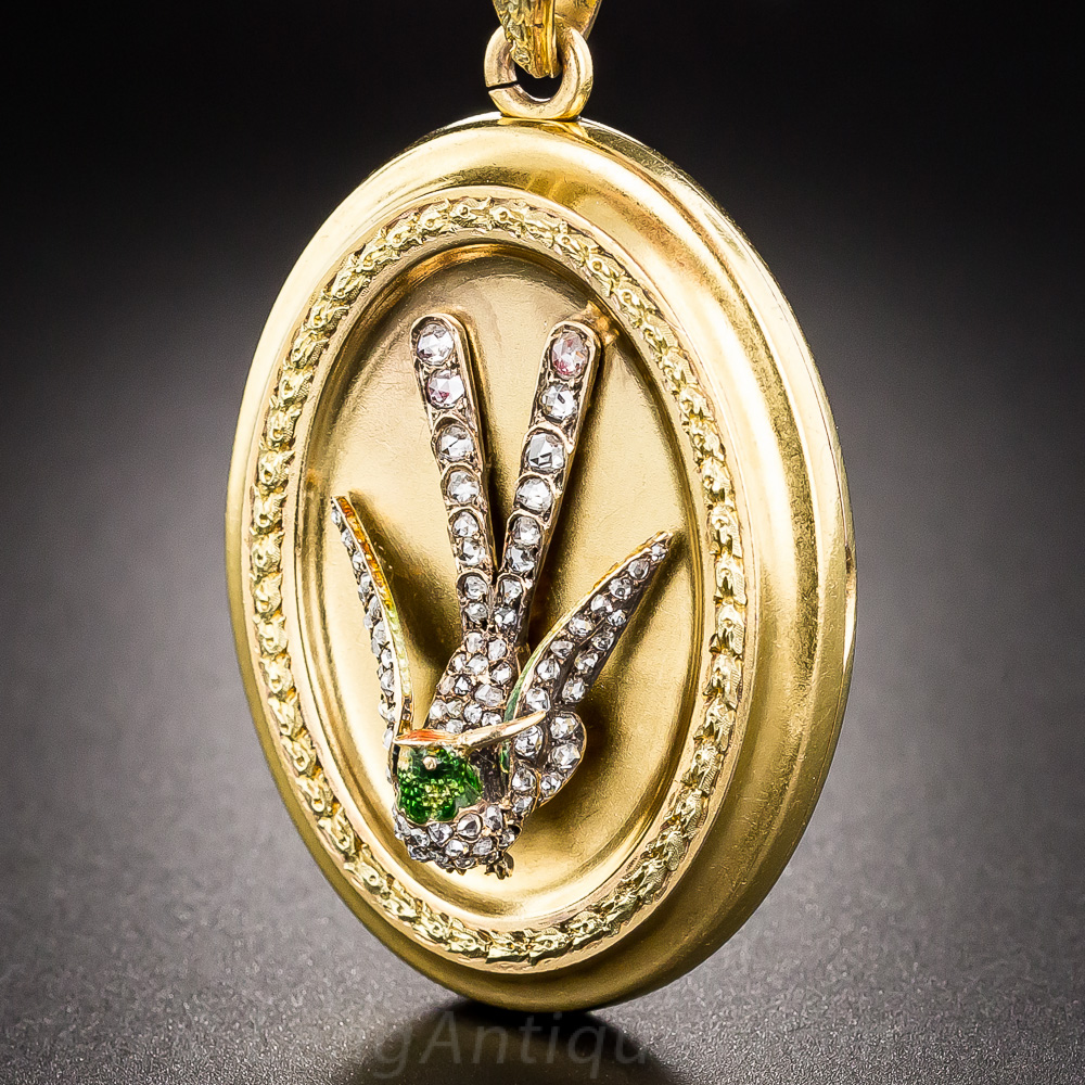 Gold, Diamond, Enamel Bird Locket