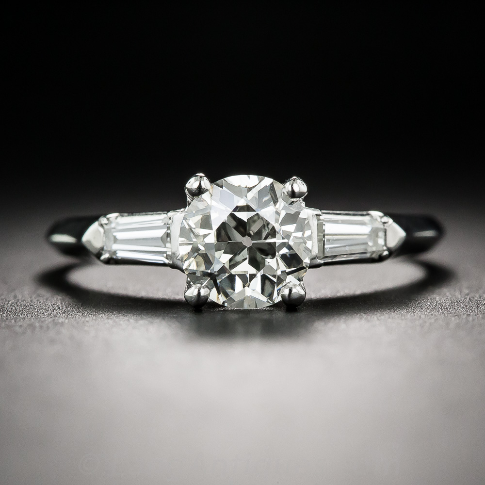 Granat Bros. .95 Carat Platinum Diamond Vintage Engagement Ring