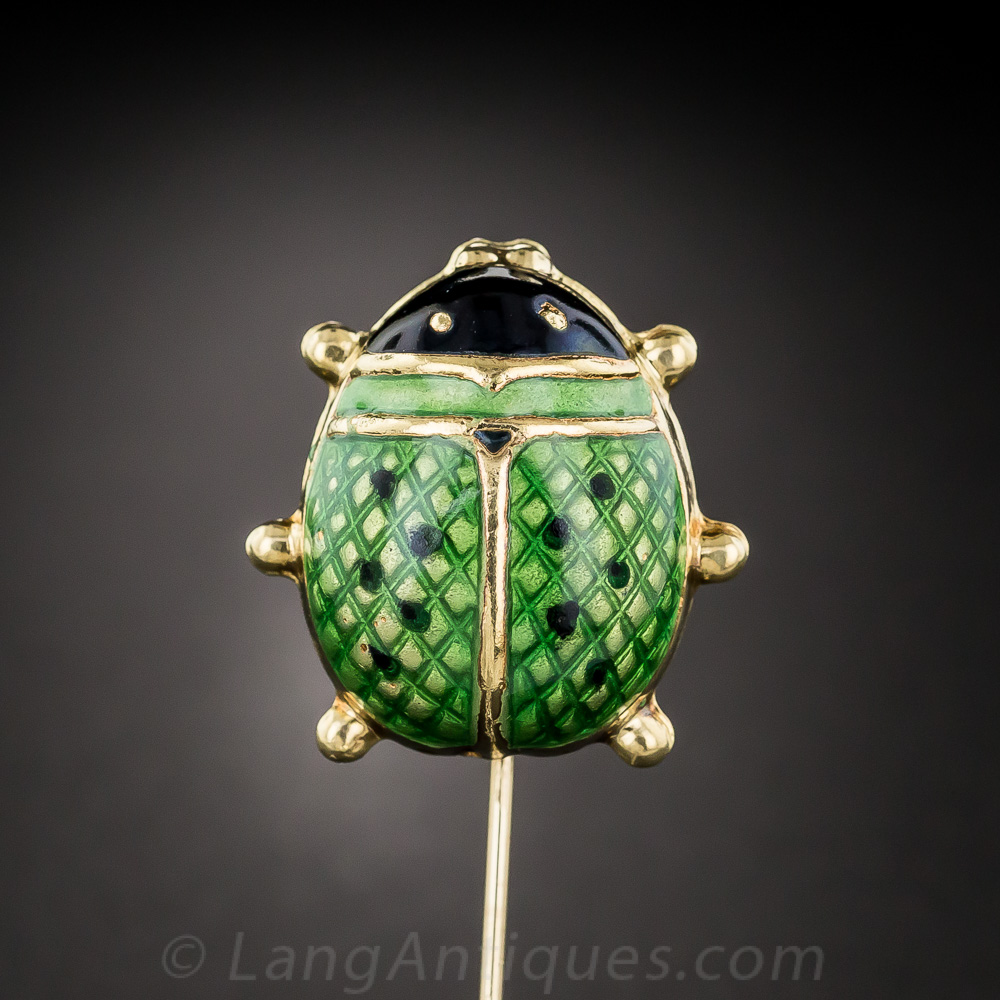 Green Lady Bug Stick Pin