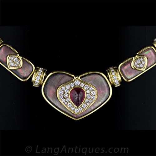 Harry Winston Mother of Pearl, Ruby and Diamond Necklace