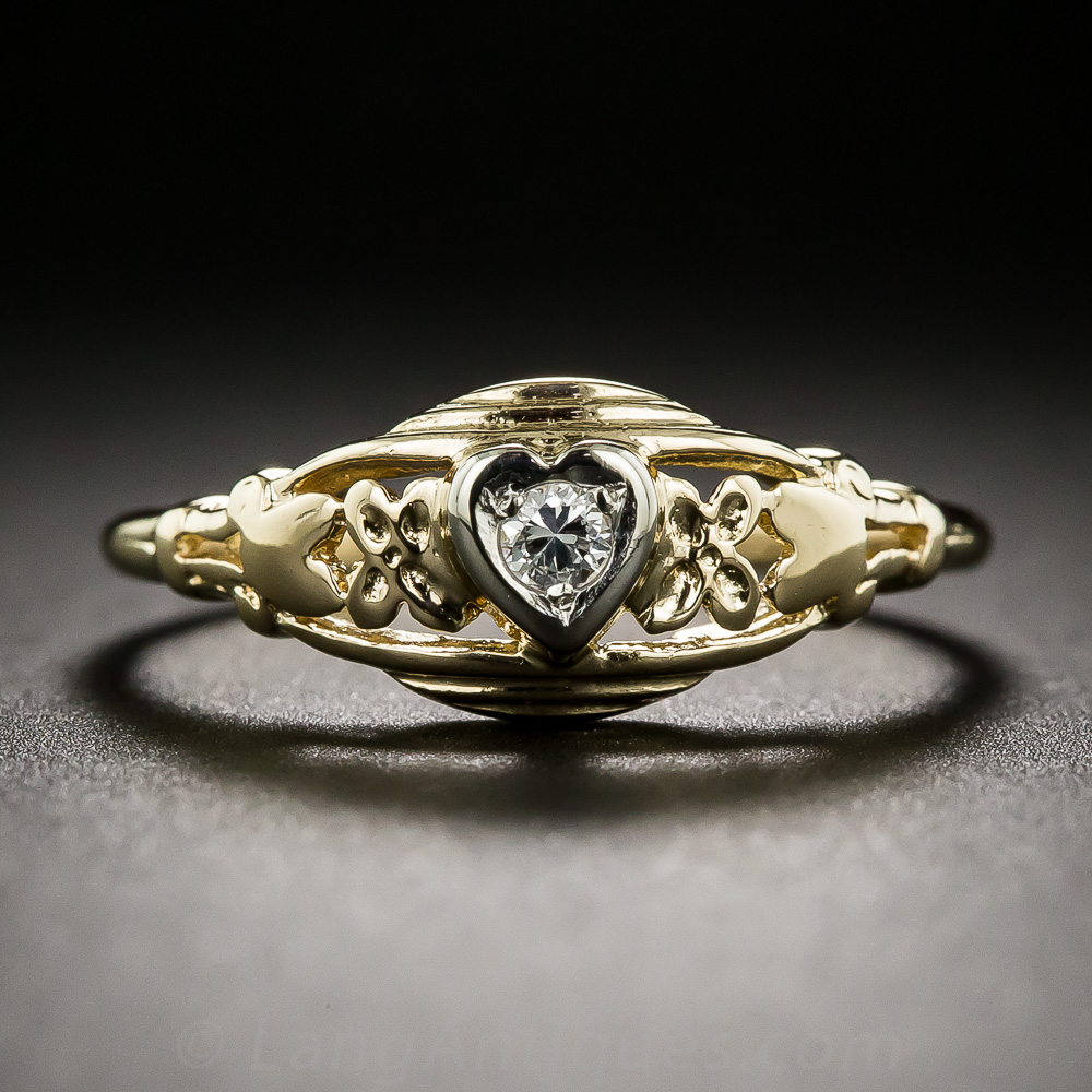 Heart Motif Diamond Engagement Ring