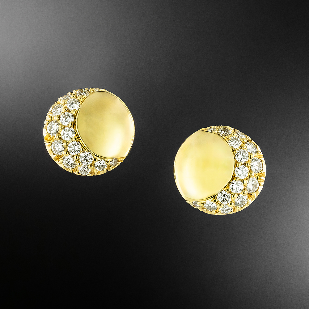Kurt Wayne Pavé Diamond Crescent Stud Earrings
