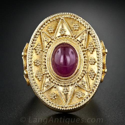 Lalaounis 18K Cabochon Ruby Ring