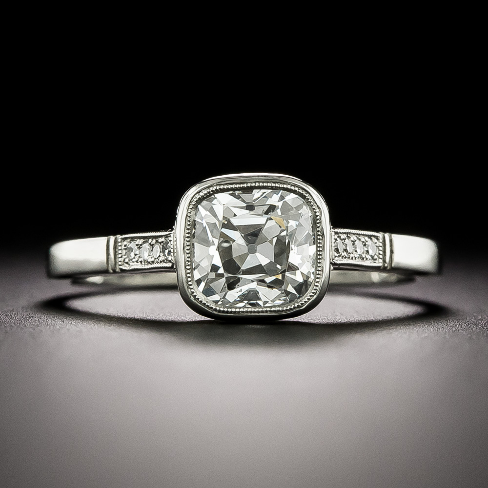 Lang Collection 1.33 Carat Antique Cushion-Cut Diamond Ring - GIA D SI1