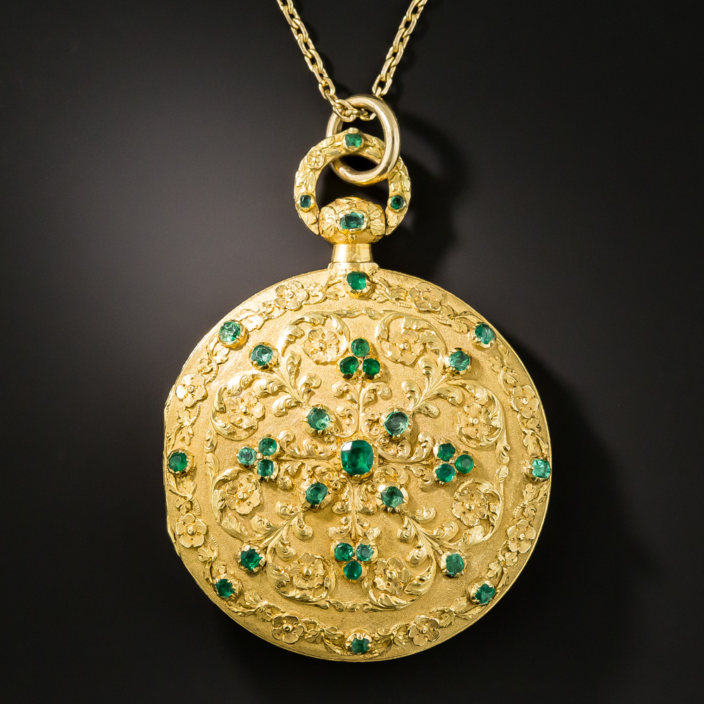 Large Victorian Reversible Emerald and Ruby Locket