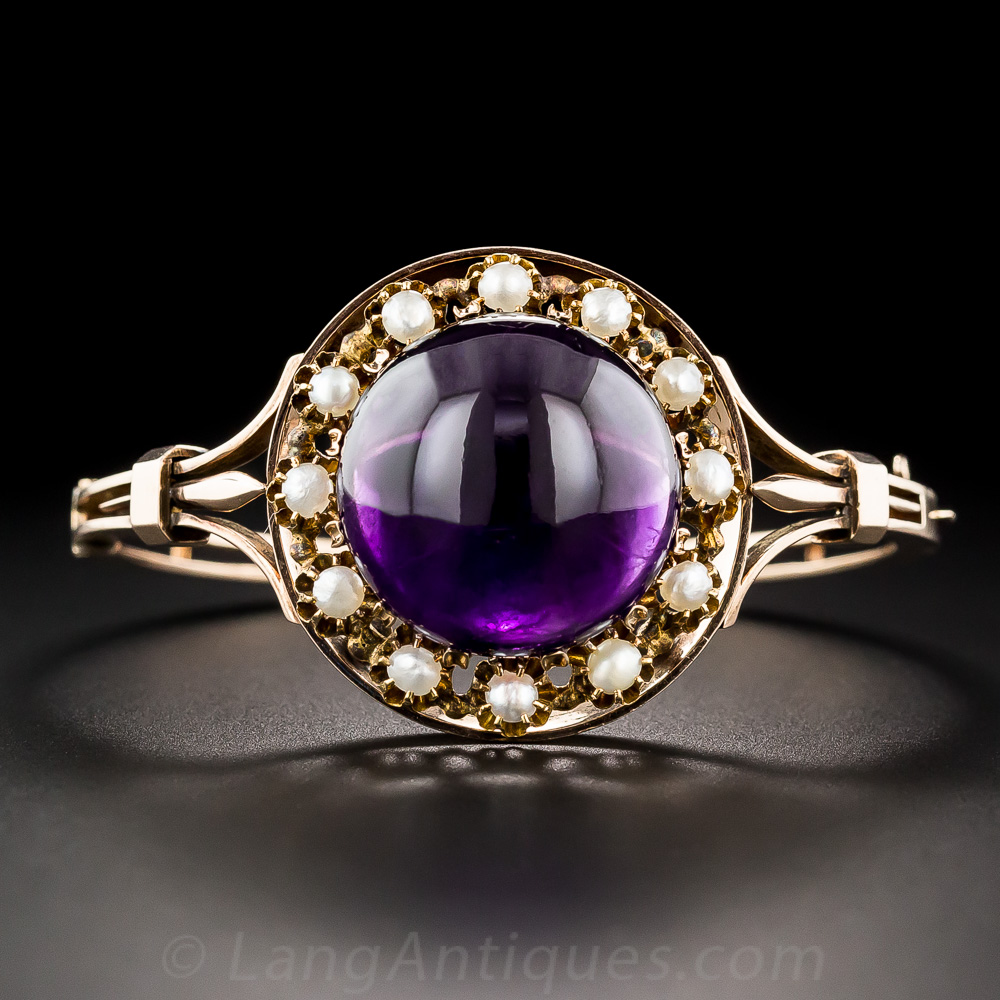 Large Cabochon Amethyst Bangle