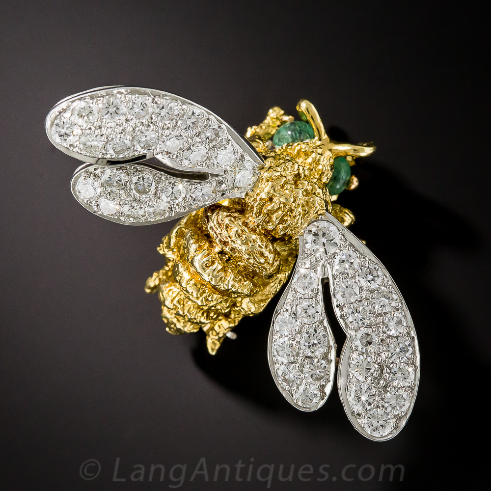 Large Diamond Winged Bee Brooch
