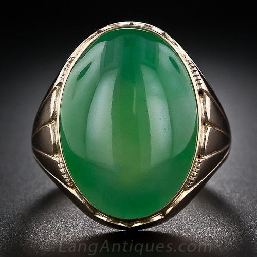 Large Gent's Vintage Jade Ring