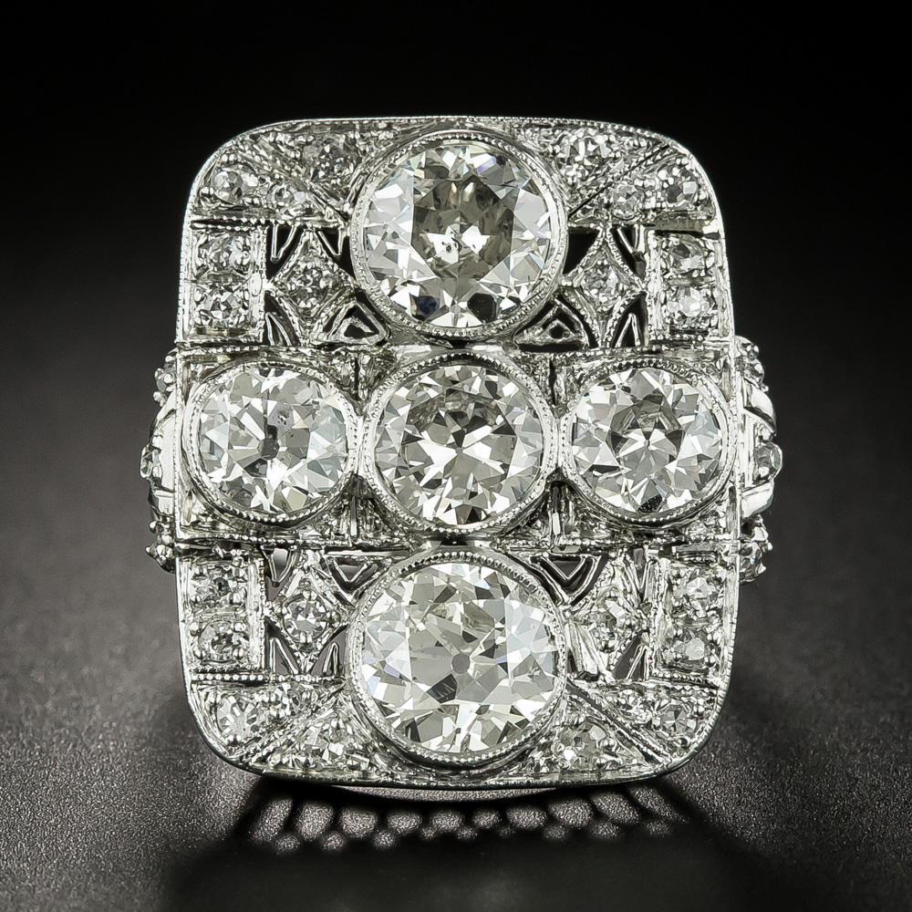 Large Late-Edwardian Diamond Platinum Dinner Ring