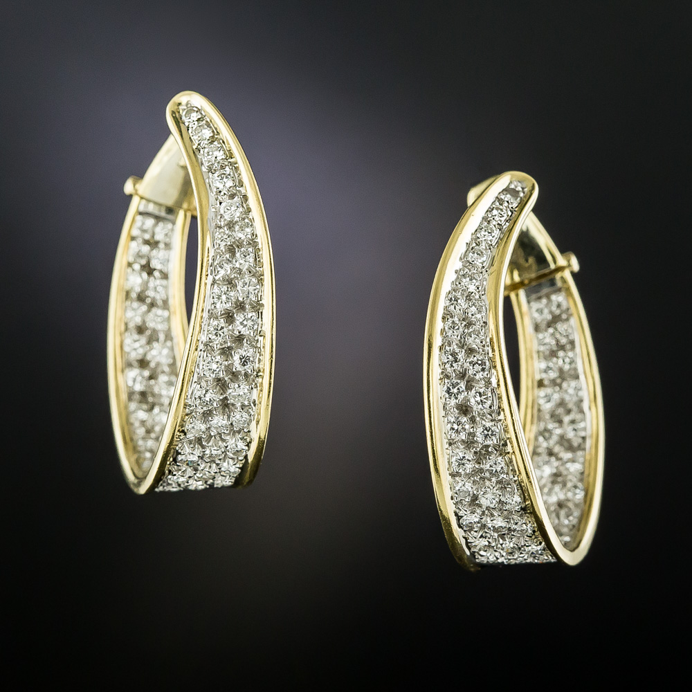 Large Pavé Diamond Hoop Earrings
