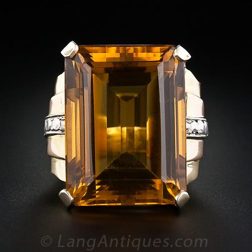 Large Retro Citrine Ring