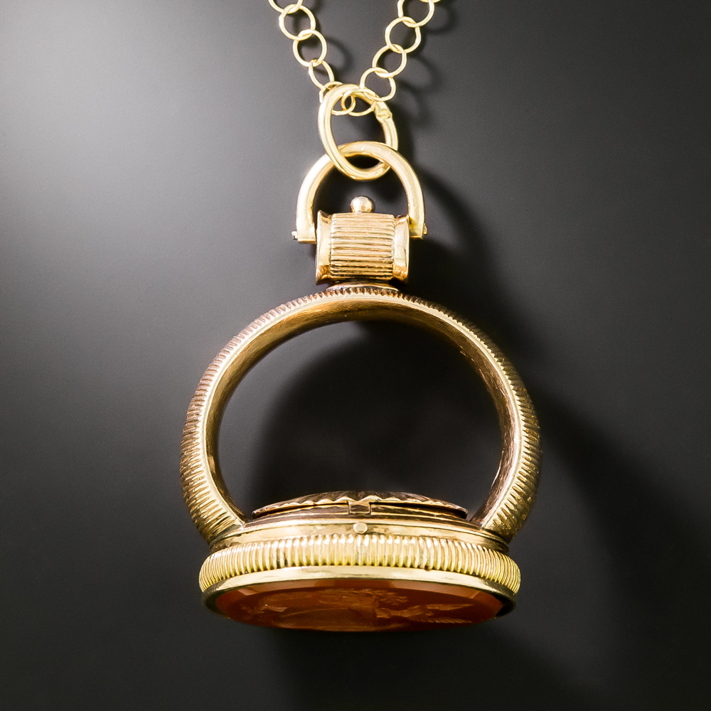 Large Victorian Carnelian Seal Fob with Secret Back Compartment