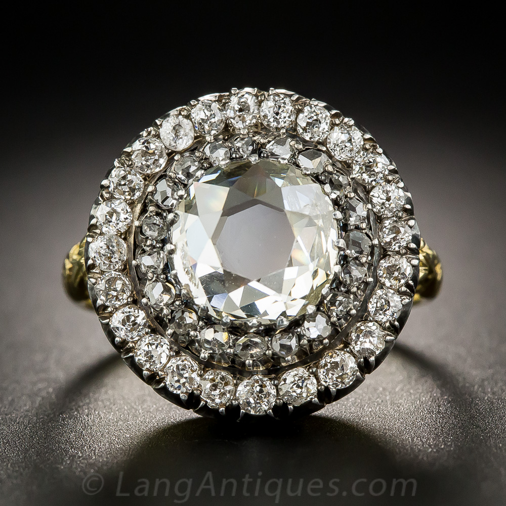Large Victorian Style Diamond Circular Cluster Ring from England