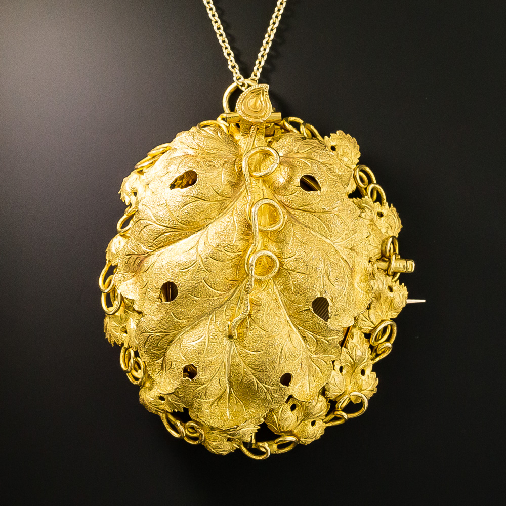 Large Victorian Oak Leaf Locket Brooch/Pendant