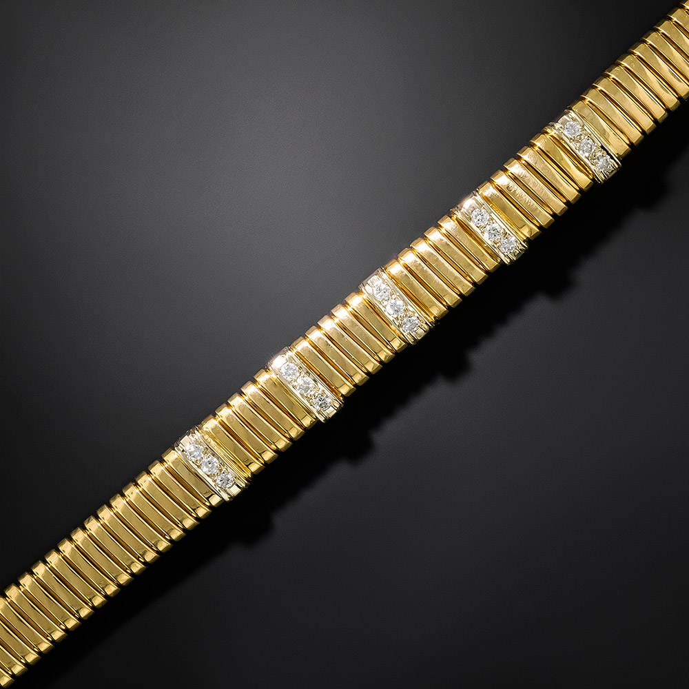 Late-20th Century Gas Pipe Bracelet with Diamonds