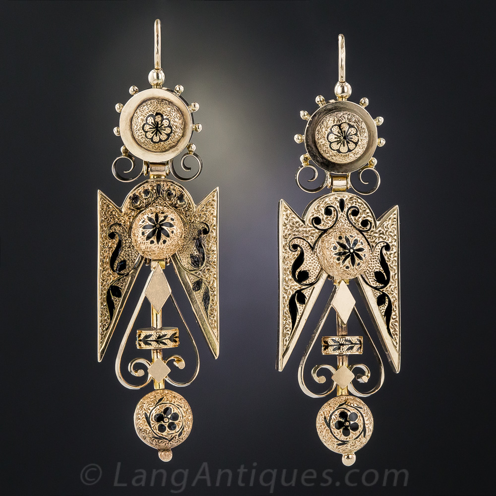 Late Victorian Enameled Earrings