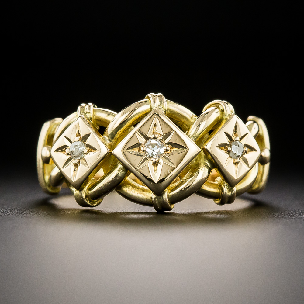 Late-Victorian Three-Diamond Knot Ring, Circa 1915