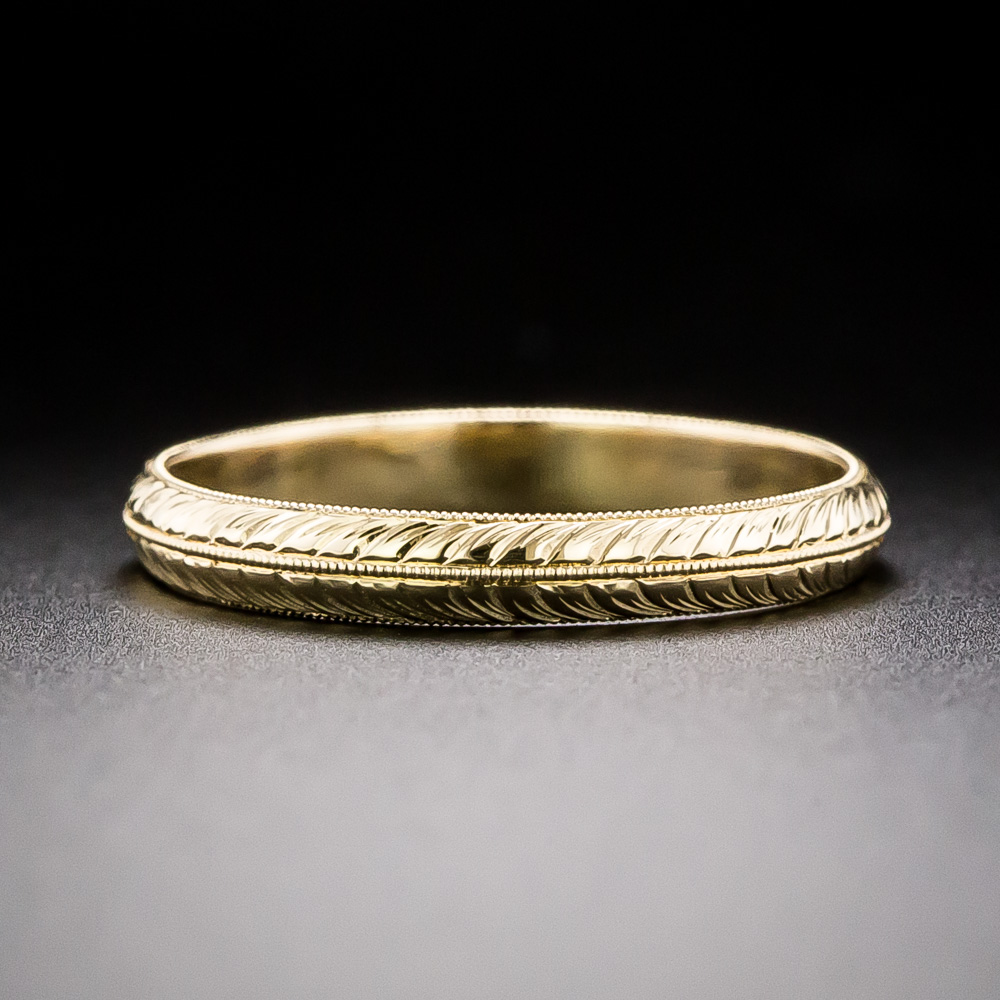 Leaf Motif Stacking Band, Size 6 1/2