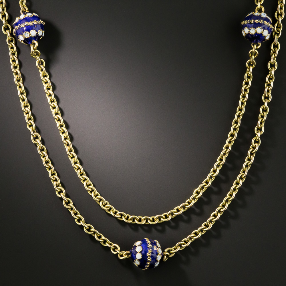 Long 15K Blue Enamel Chain
