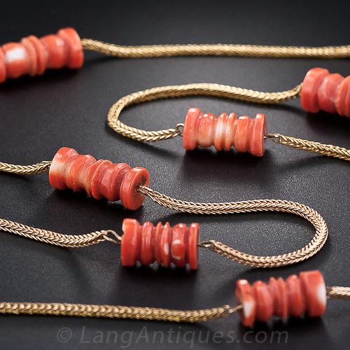 Long Antique Coral Chain