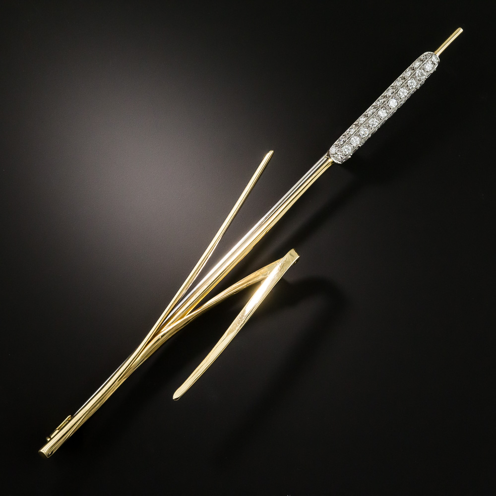 Long Diamond Cat Tail Pin