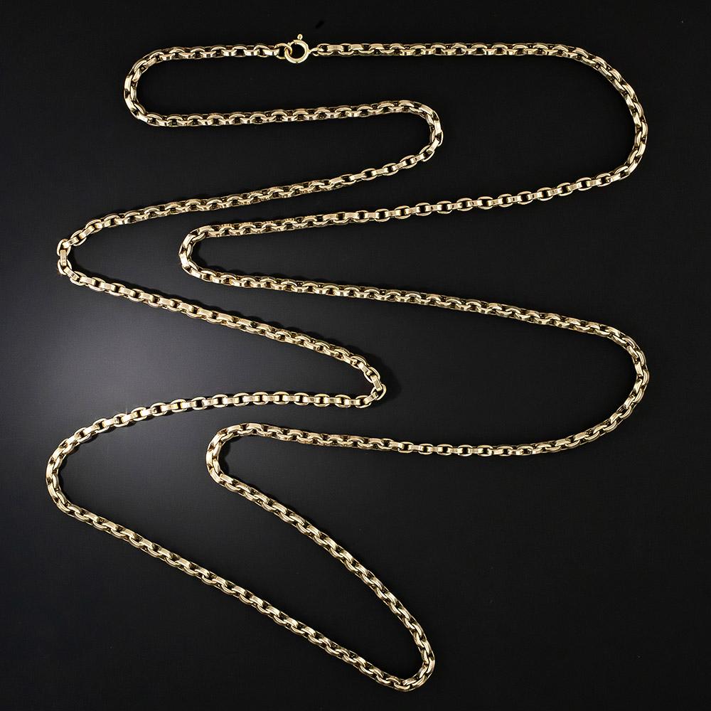 Long English Victorian Cable Chain Necklace