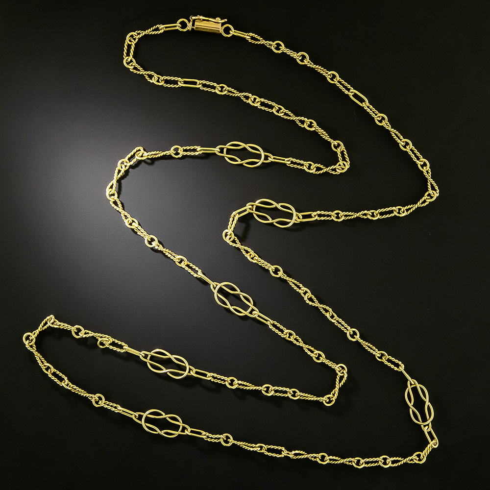Long Fancy 18K Gold Chain Necklace