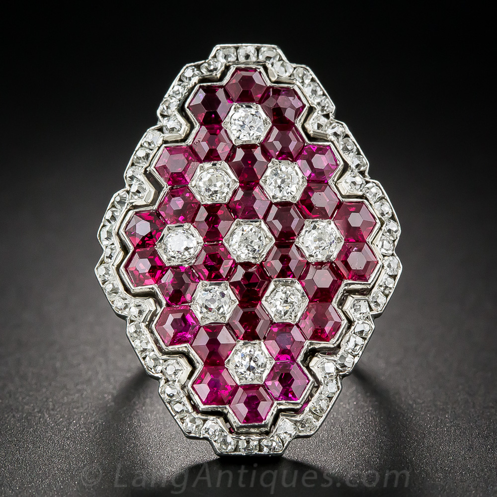 Magnificent Art Deco Ruby and Diamond Ring
