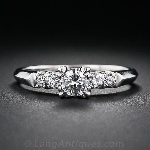 Mid Century .35 Carat Diamond Engagement Ring