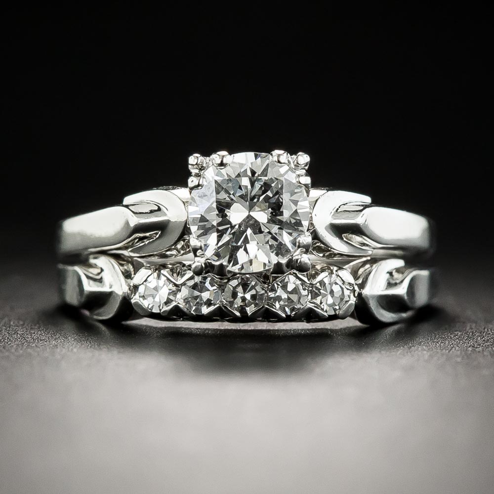 Mid-Century .60 Carat Diamond Platinum Wedding Set