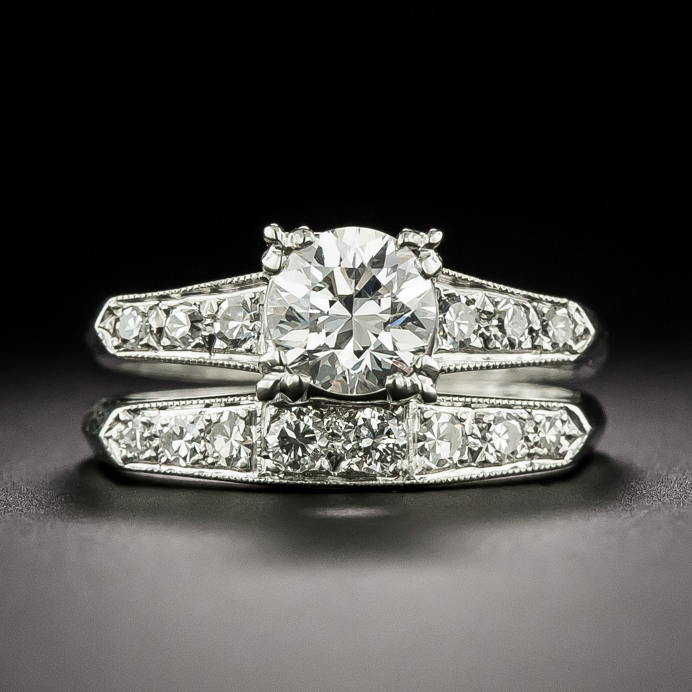 Mid-Century .80 Carat Diamond Engagement Set