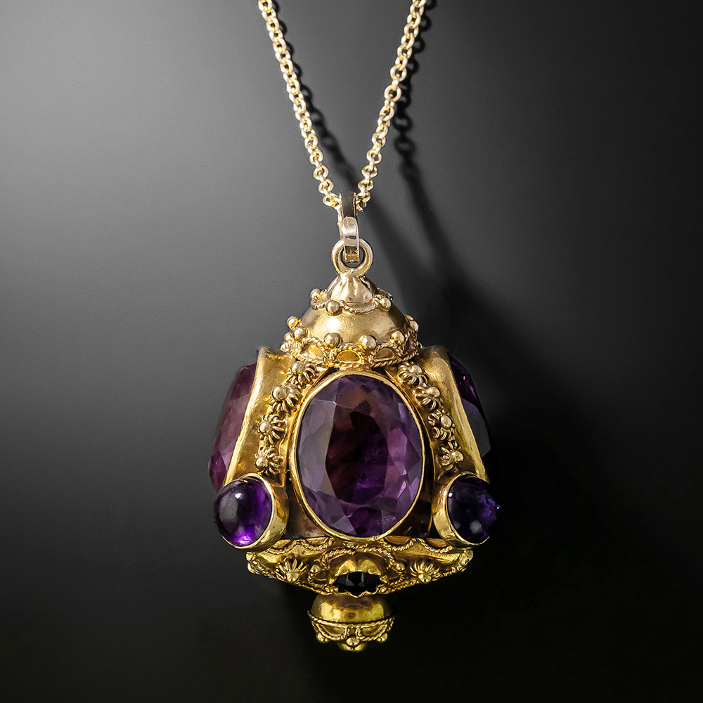 Mid-Century Amethyst Lantern Necklace