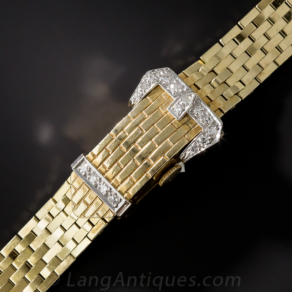 Mid-Century Diamond Buckle Watch