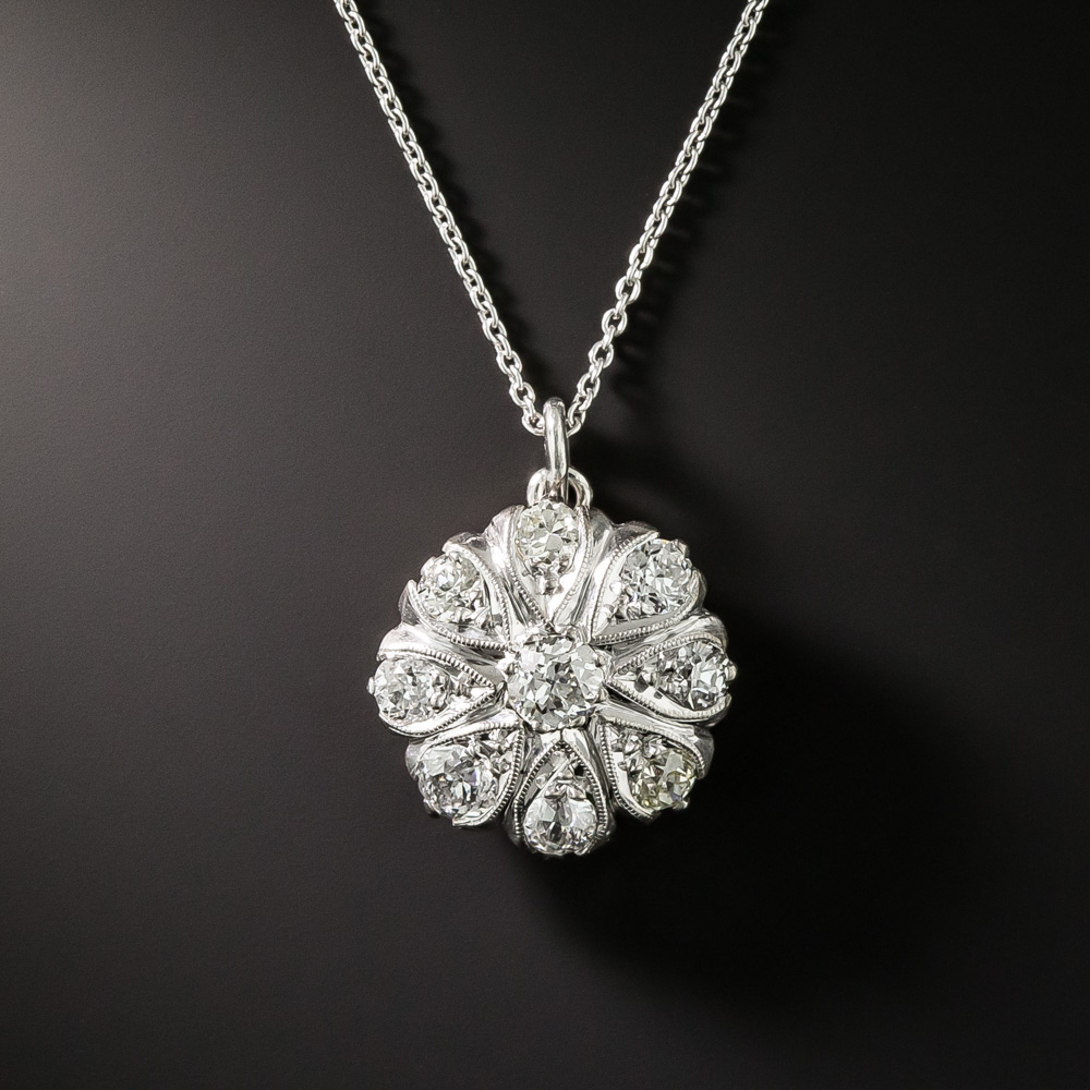 Mid-Century Diamond Cluster Pendant