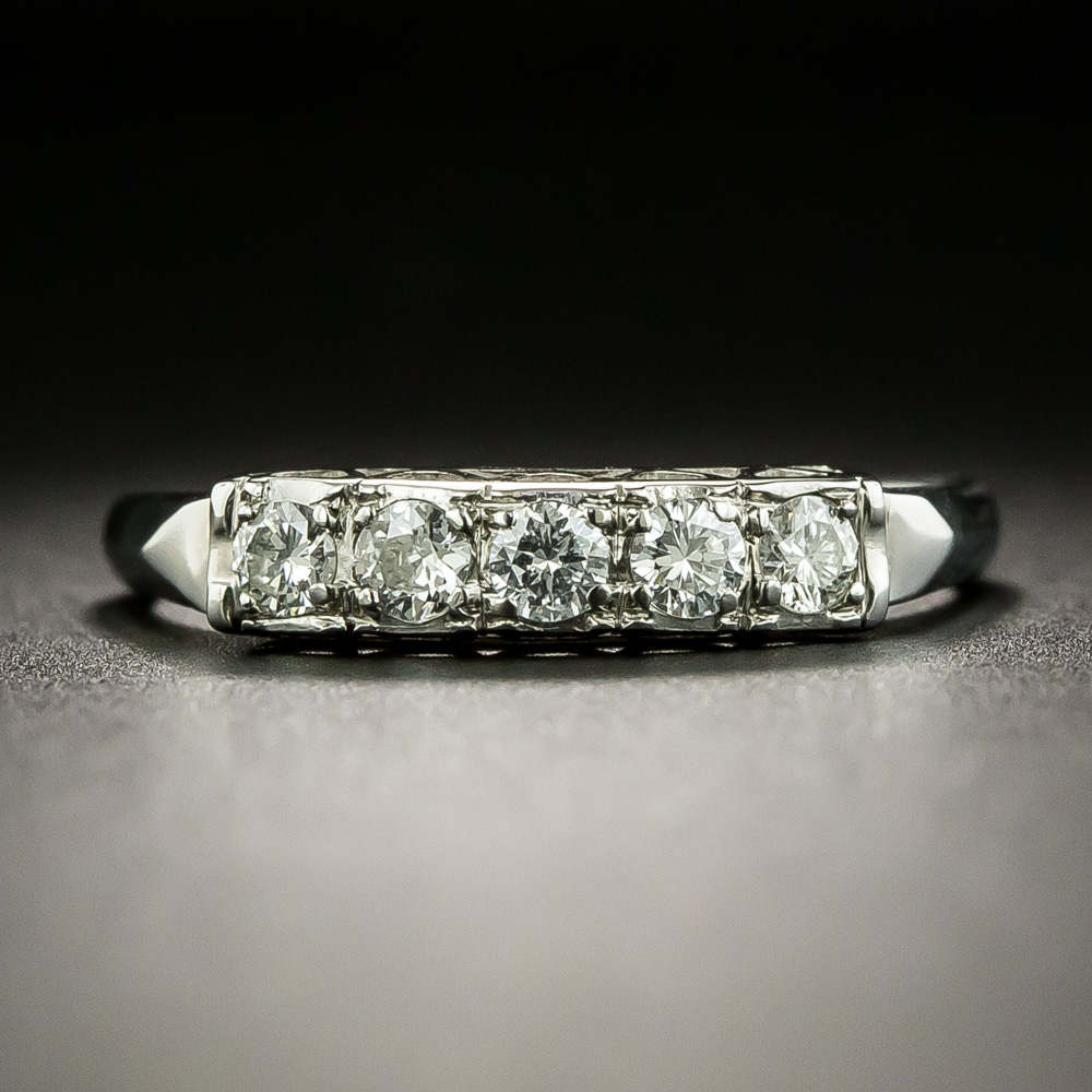 Mid-Century Diamond Five-Stone Band Ring
