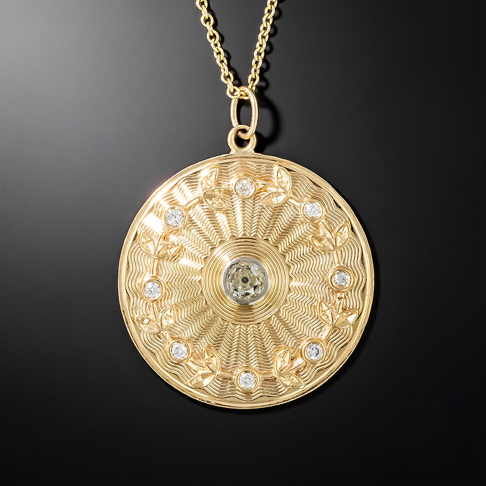 Mid-Century Diamond Medallion Necklace