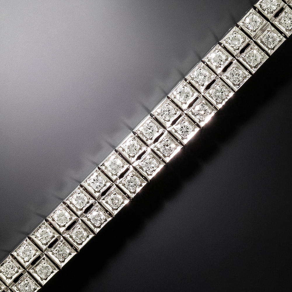Mid-Century Double-Row Diamond Line Bracelet