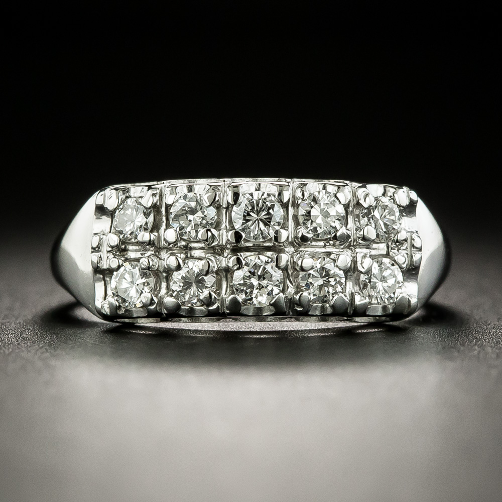 Mid-Century Double-Row Diamond Wedding Band