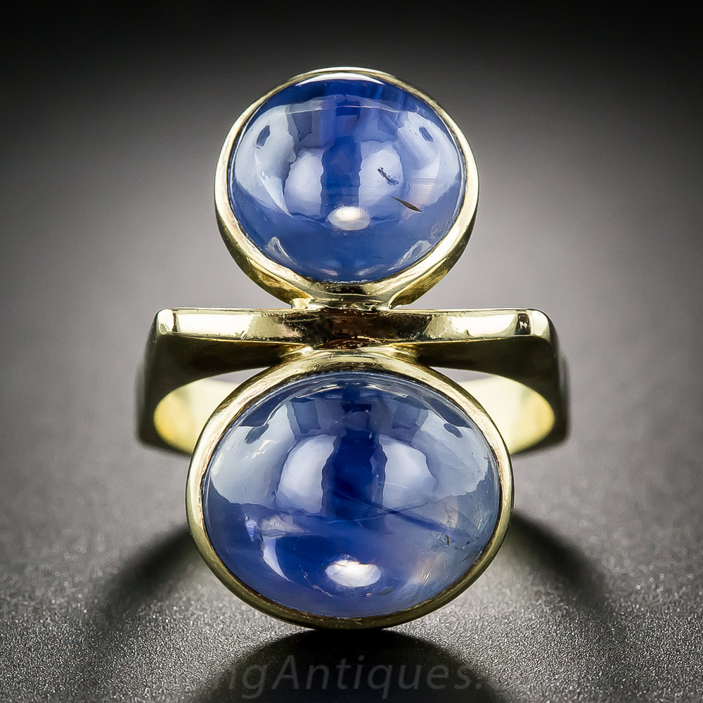 Mid-Century Double Sapphire Cabochon Ring