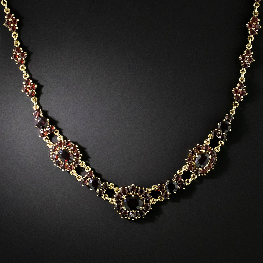 Mid-Century Garnet Cluster Necklace