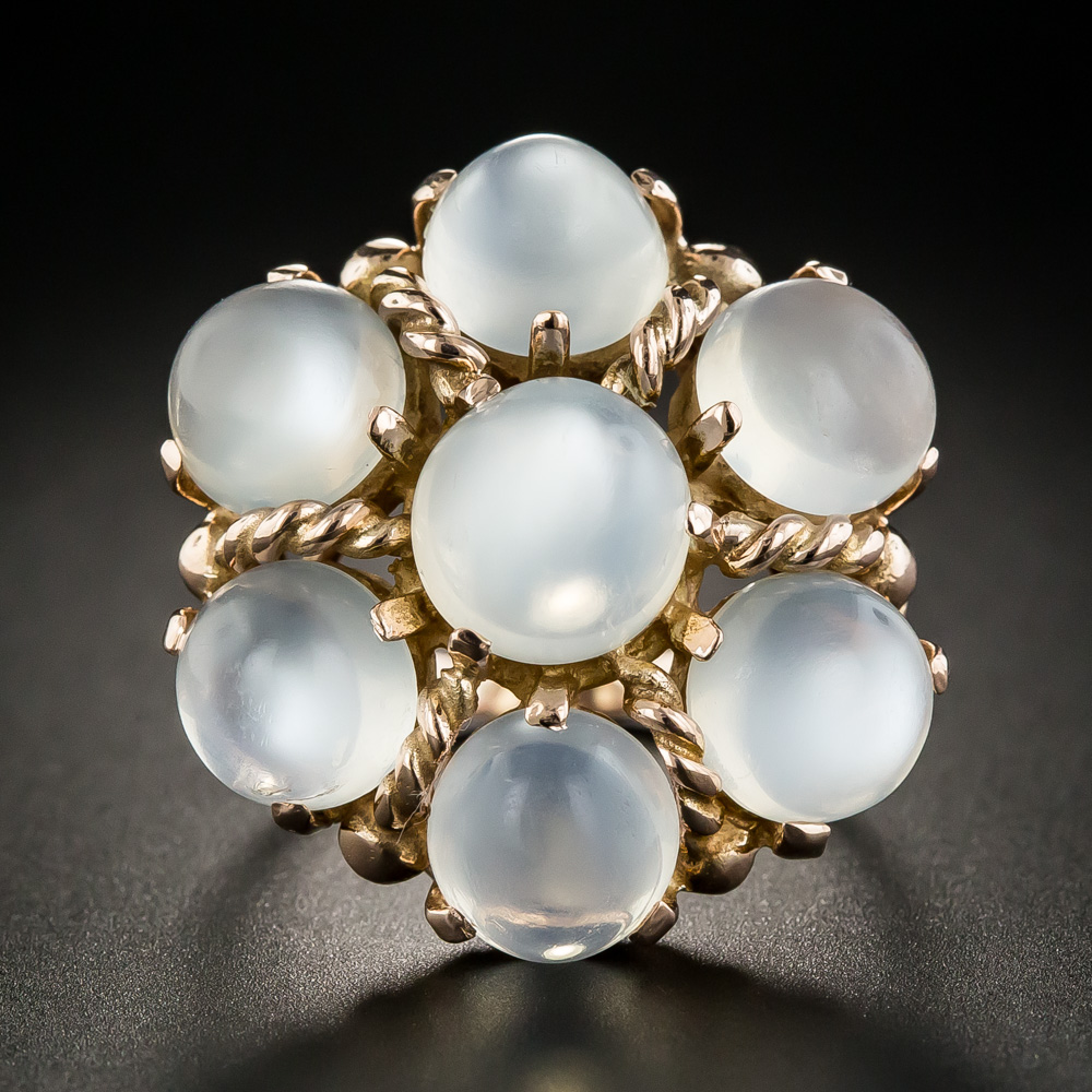 Mid-Century Moonstone Cluster Ring