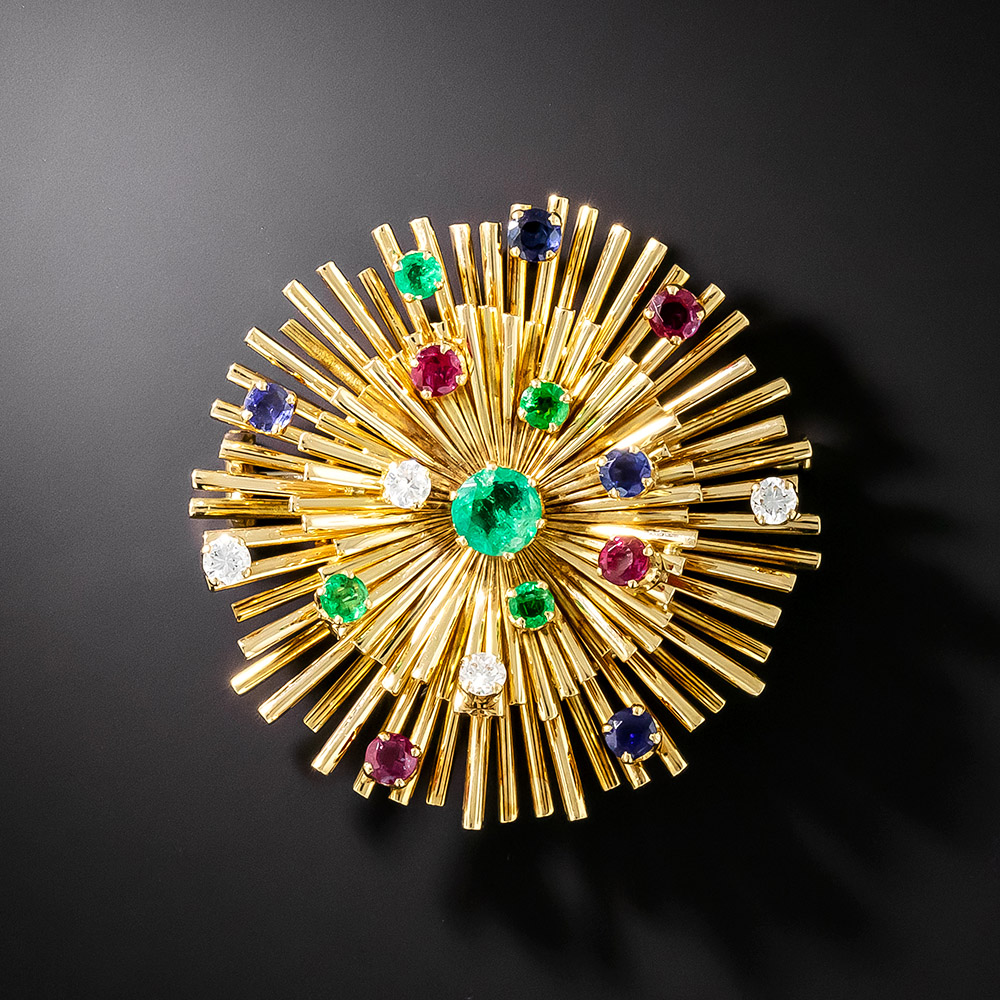 Mid-Century Multi-Gem Brooch