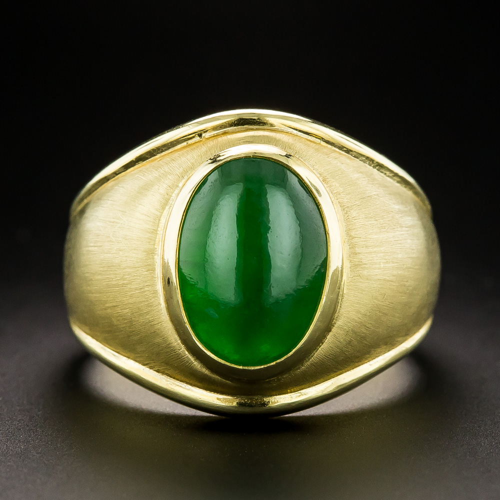 Mid-Century Natural Burmese Jade Ring