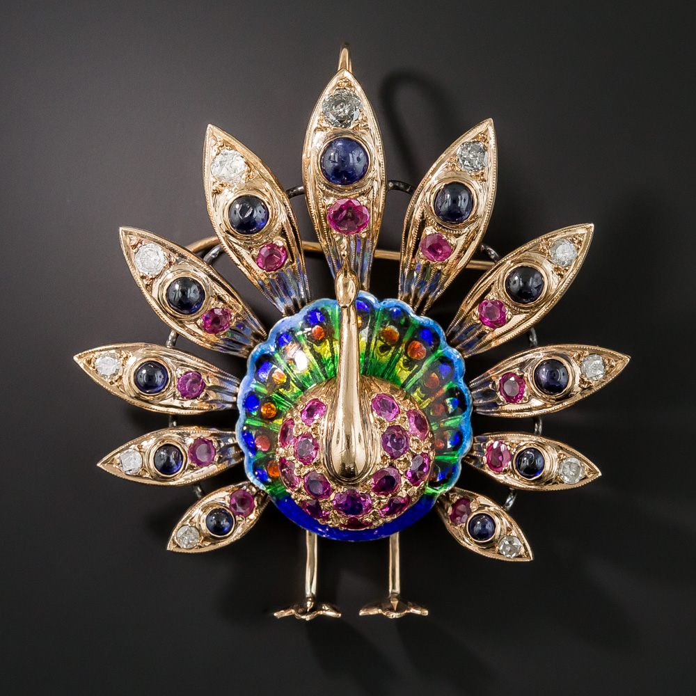 Antique peacock brooch store