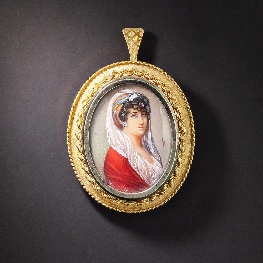 Mid-Century Portrait Pendant/Brooch, Italian