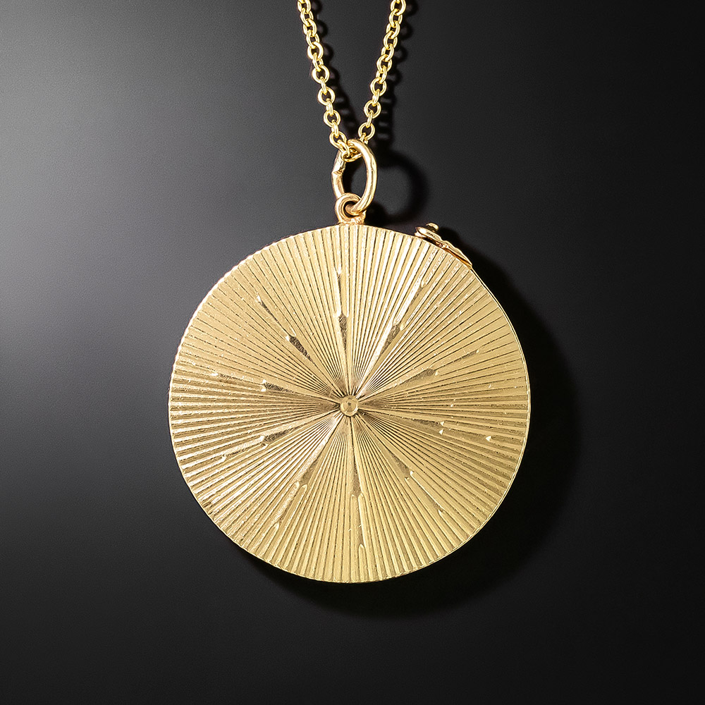 Mid-Century Round Sliding Pendant Locket