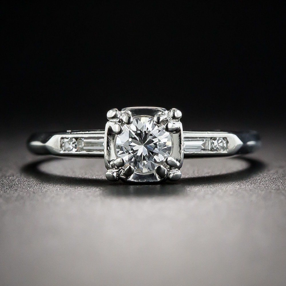 Mid-Century Vintage .30 Carat Diamond Platinum Engagement Ring by ...